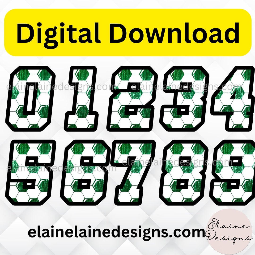 Soccer Numbers Distressed Soccer Ball Numbers Football Numbers Team ...