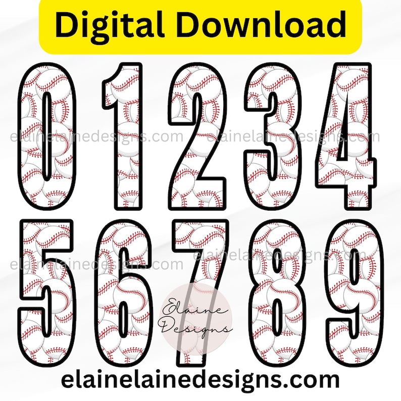 Baseball Numbers Clipart 0–9 Digital Download | Sports Varsity Numbers ...