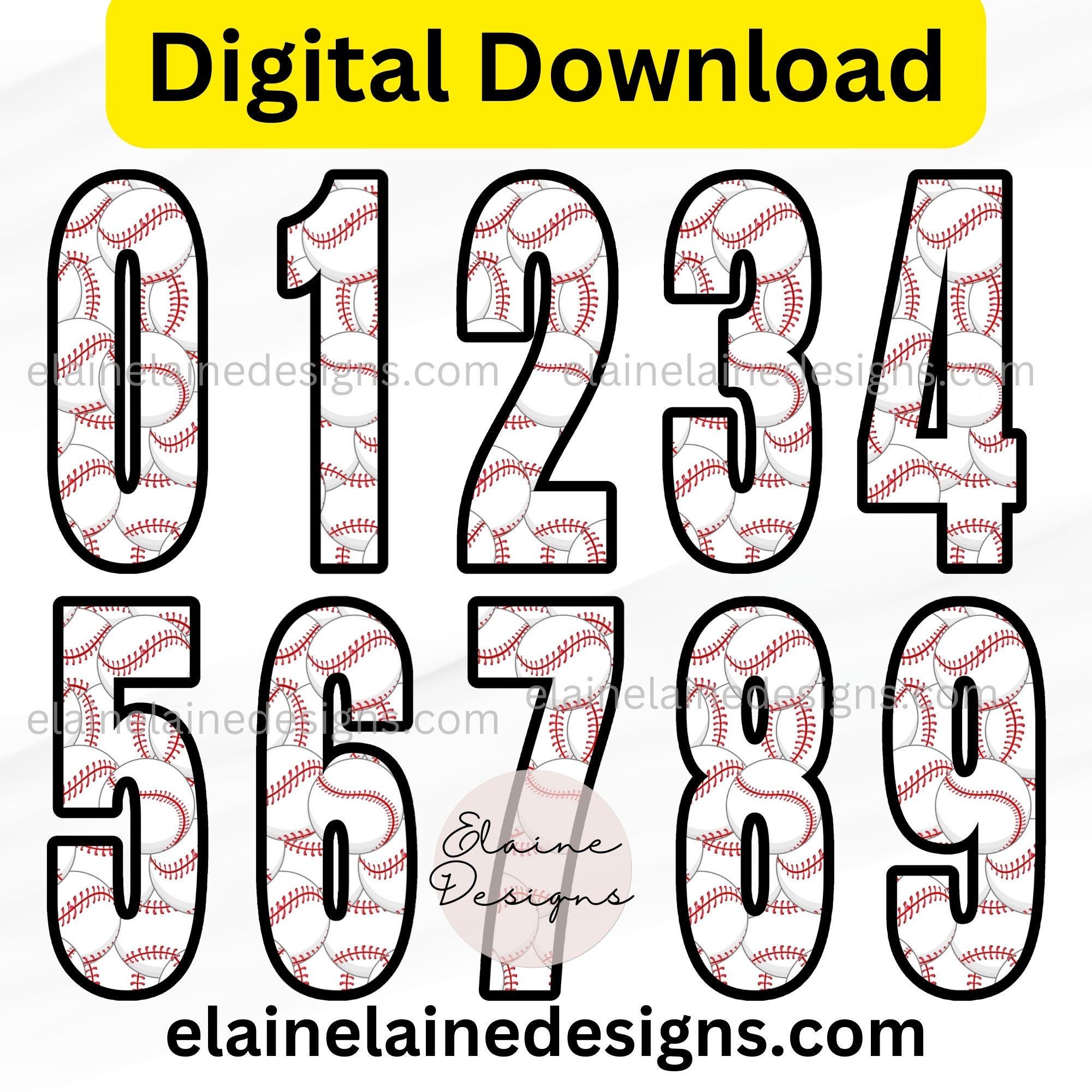 Baseball Numbers Clipart 0–9 Digital Download | Sports Varsity Numbers ...