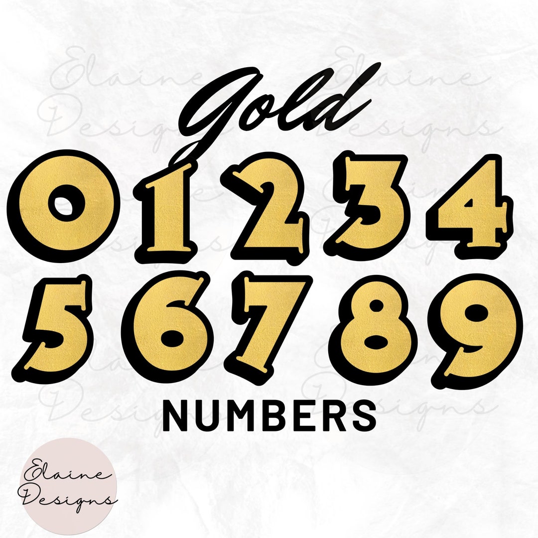 Gold Sparkle Numbers Svg Gold Glitter Numbers Png Gold Numbers Golden ...