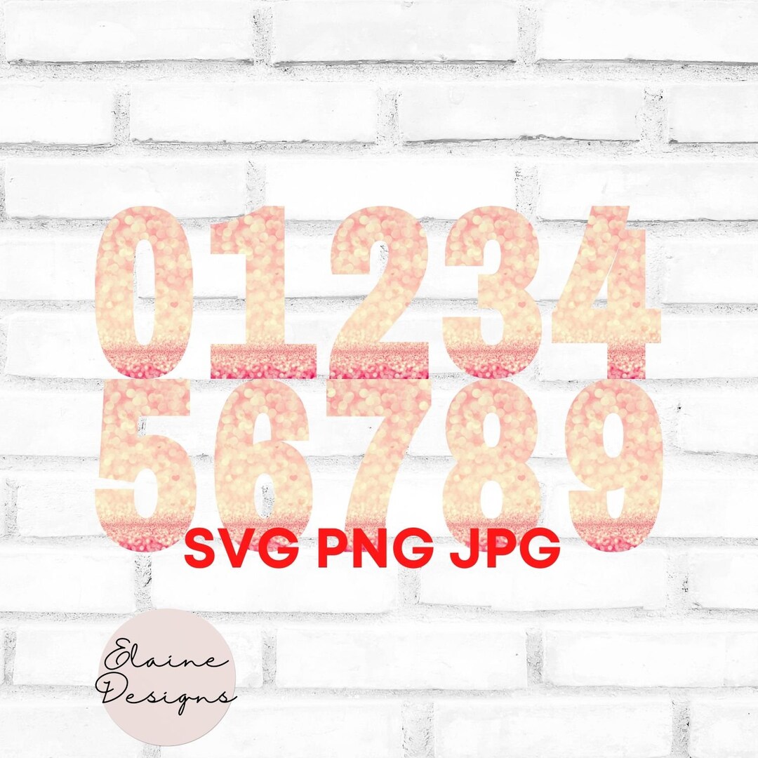 Pink Sparkle Numbers Peachy Numbers Glitter Numbers Peach Gold Sparkle ...