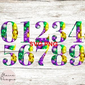 Mardi Gras Numbers Svg Mardi Gras Digits Yellow Purple Green Numbers ...