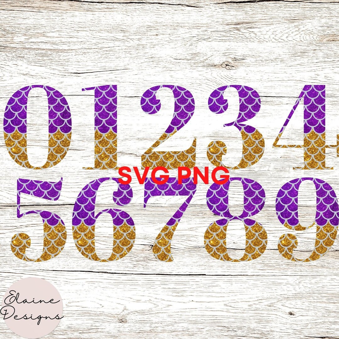 Mermaid Numbers Purple Gold Mermaid Scales Mermaid Birthday - Etsy