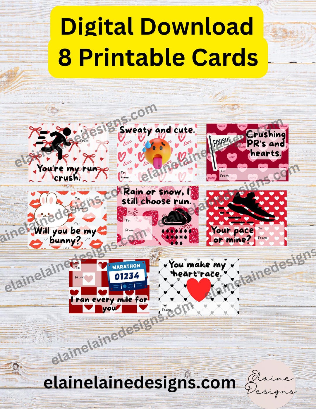 Running Valentine Cards Digital Download | Runner and Marathoner ...