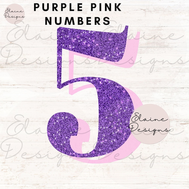 Pink Purple Numbers Pink Numbers Purple Numbers Glitter Number Clipart ...