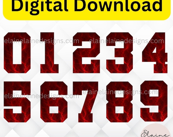 Sports Clipart: Jersey Number Templates Grouped on Single Sheet - Red ...