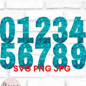 Blue Sequin Sparkle Numbers Aqua Glitter Numbers Wedding Table Numbers ...