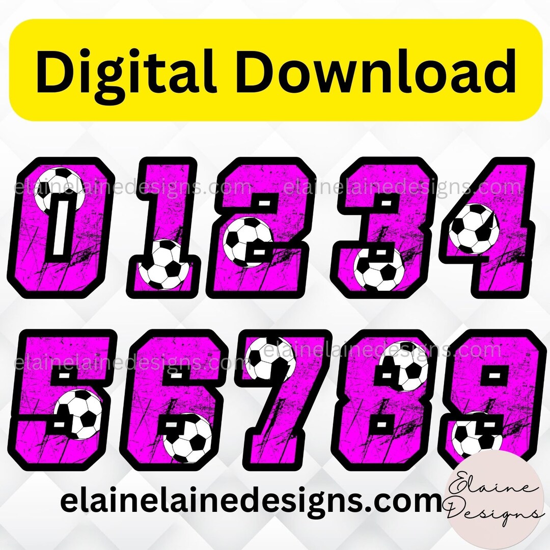 Soccer Numbers Distressed Soccer Ball Numbers Football Numbers Team ...