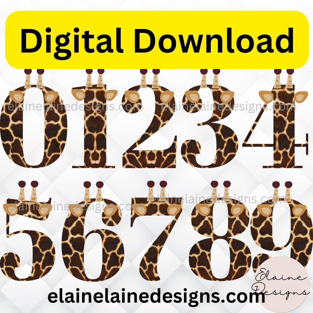 Giraffe Numbers Clipart | 0–9 Digital Download | Woodland Safari ...