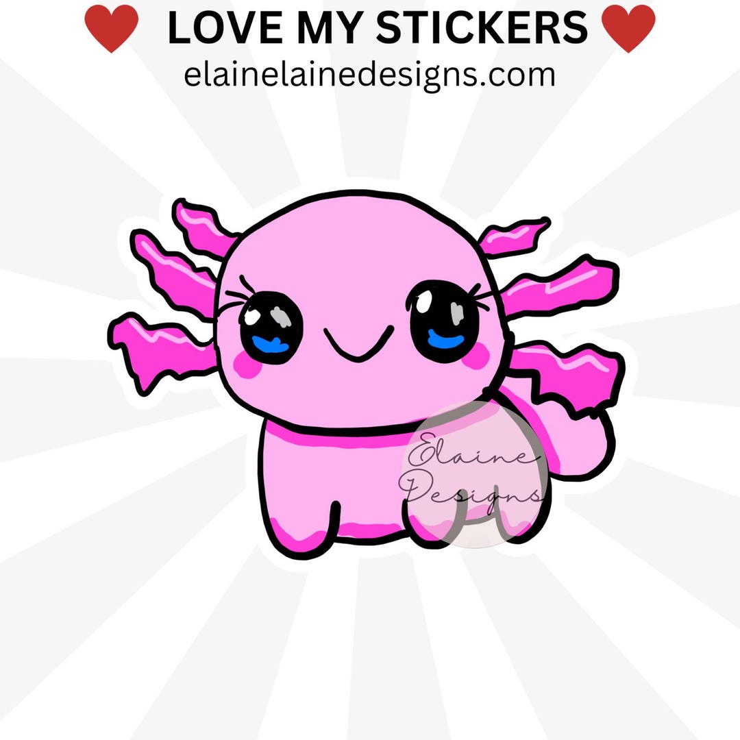 Axolotl Stickers, Cute Animal Stickers, Cute Axolotl Stickers, Sea ...