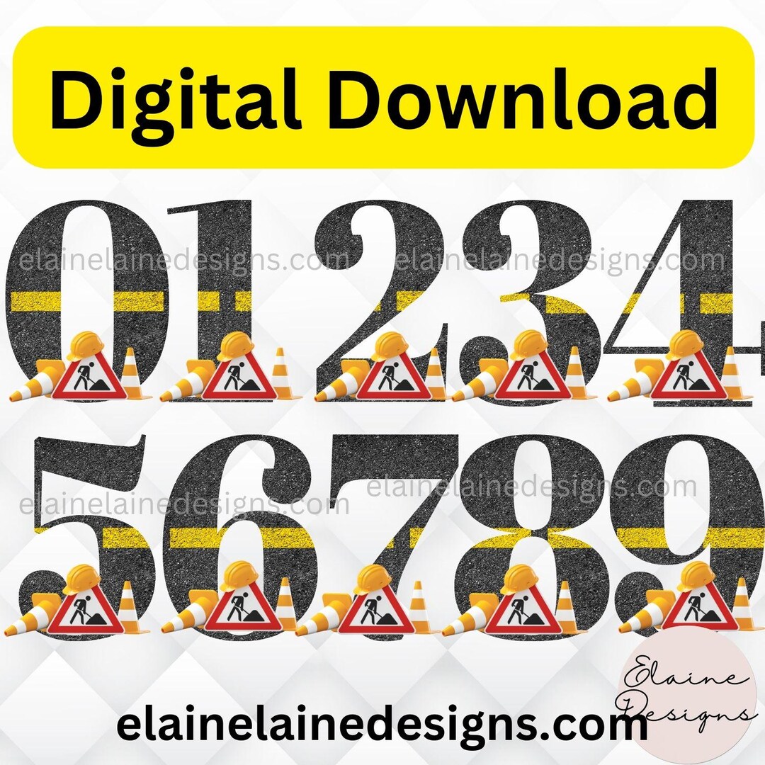 Construction Numbers, Construction Font, Warning Numbers, Construction ...