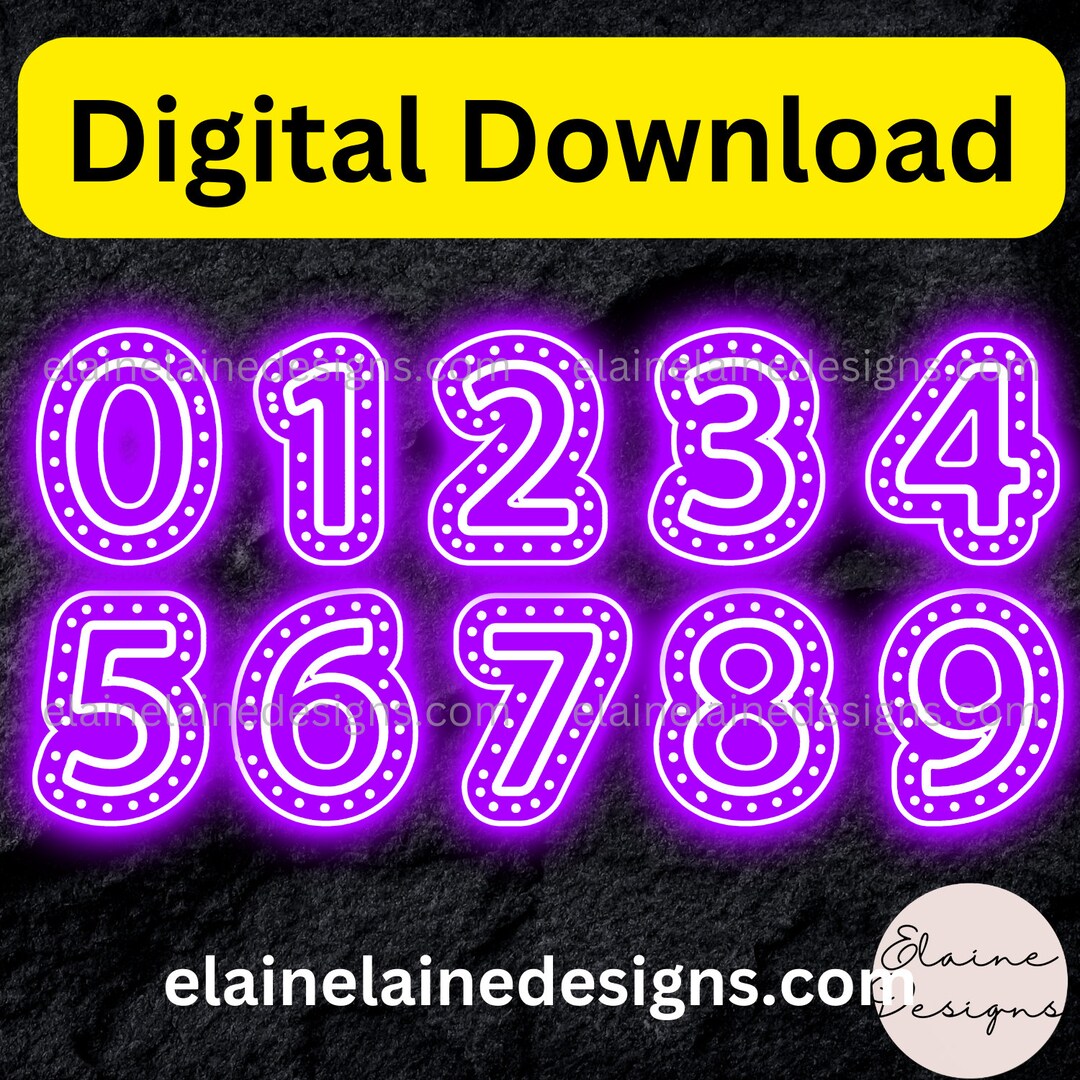 Neon Numbers PNG, Printable Numbers, Neon Numbers, Fluorescent Numbers ...