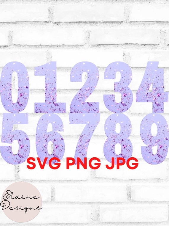 Purple Confetti Numbers Sparkle Number Light Purple Numbers | Etsy