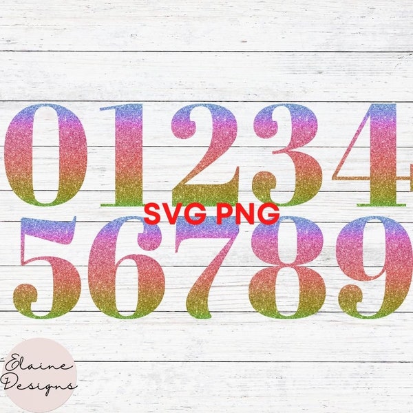 Glitter Rainbow Numbers Png - Etsy