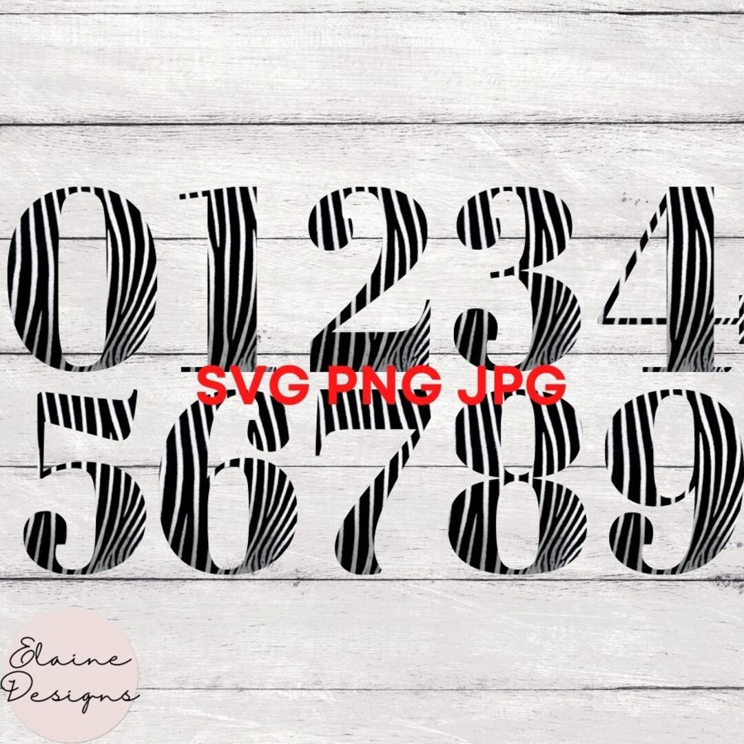 Zebra Numbers Svg Safari Numbers Svg Black and White Stripes Numbers ...