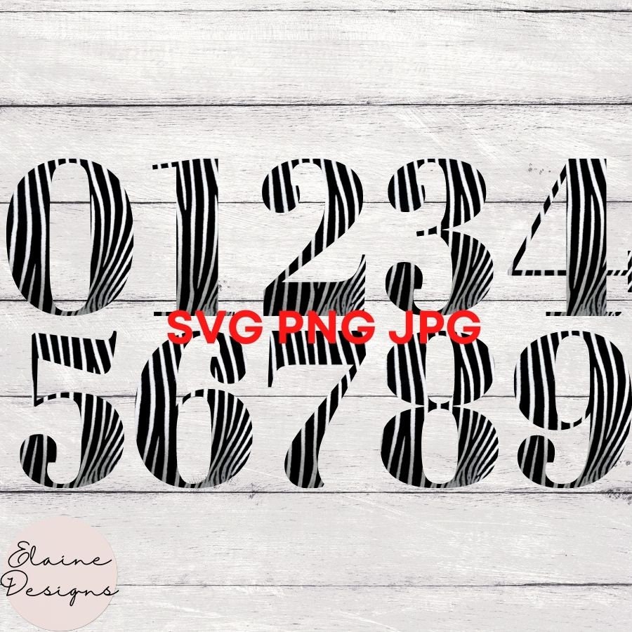 Zebra Numbers Svg Safari Numbers Svg Black and White Stripes Numbers ...