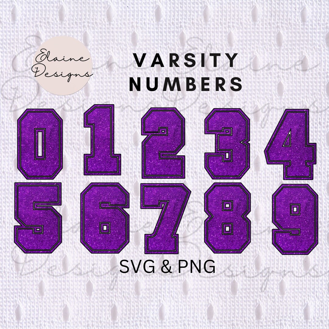 Varsity Numbers Svg Purple Numbers Sports Numbers Svg Grunge Distressed ...