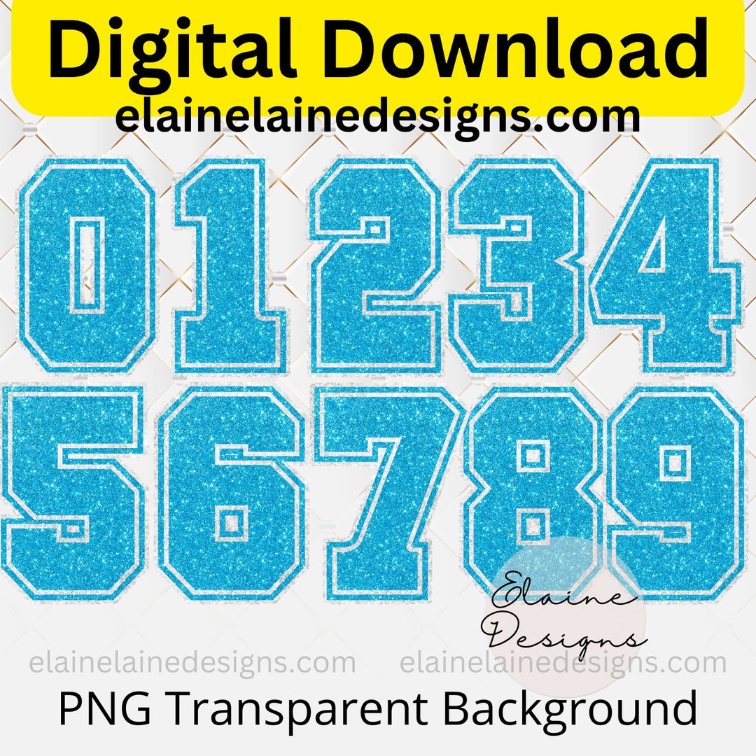 Glitter Numbers PNG, Varsity Numbers, Sports Numbers, Numbers Png, Blue ...