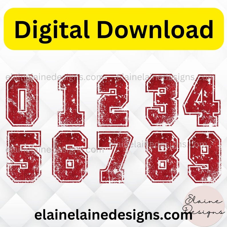 Distressed Font, Red Jersey Numbers, Varsity Numbers, Red Numbers ...