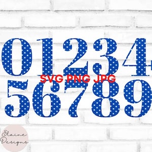 Blue Polka Dot Numbers Blue and White Dots Numbers Wedding Table ...