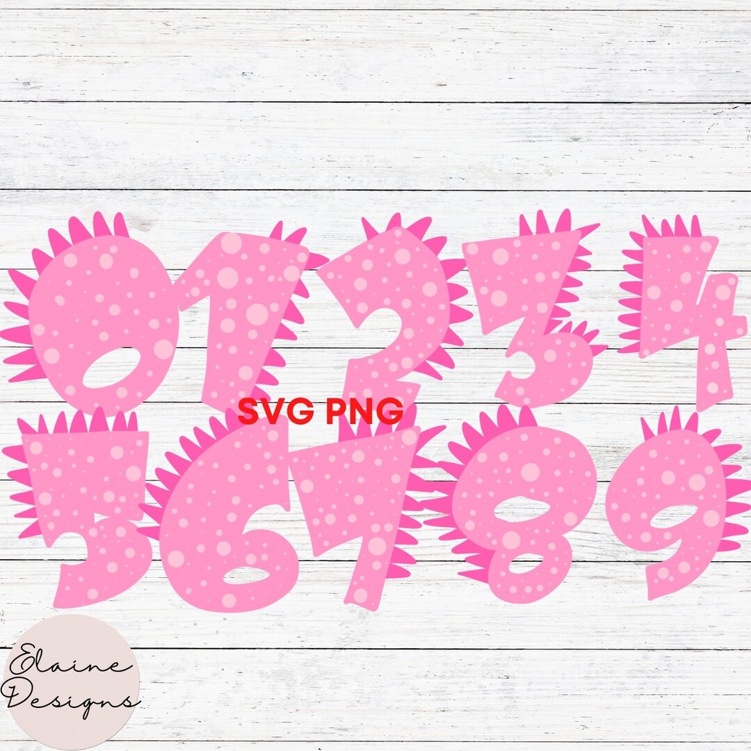 Dinosaur Numbers Pink Dino Birthday Numbers Trex Numbers Dinosaur Theme ...