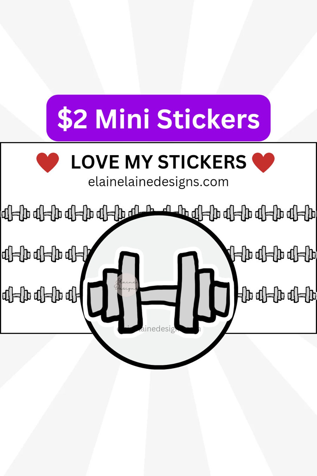 Weights Planner Sticker, Dumbbell Stickers, Barbell Icon Sticker ...