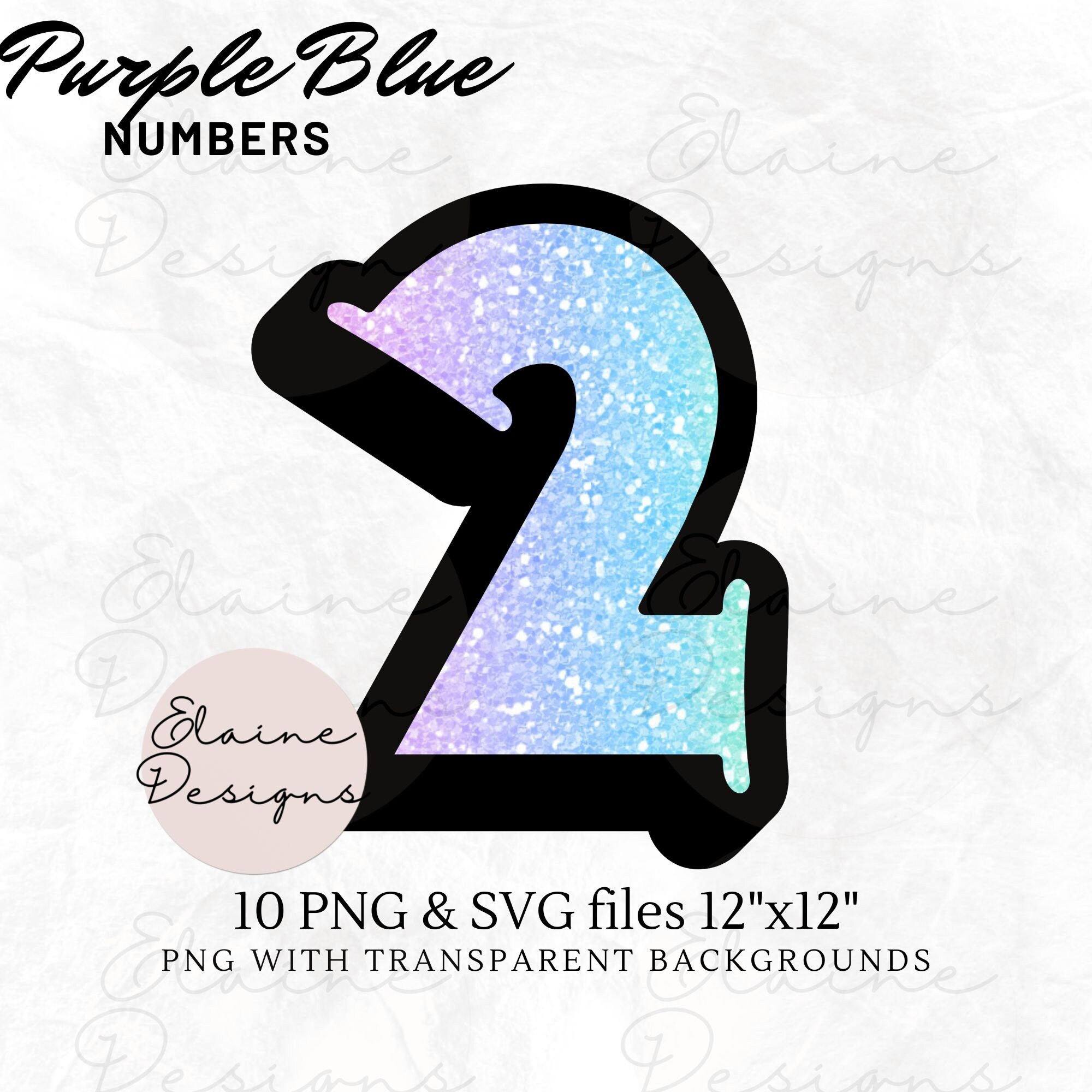 Blue Purple Sparkle Numbers Purple Glitter Numbers Rainbow Numbers ...