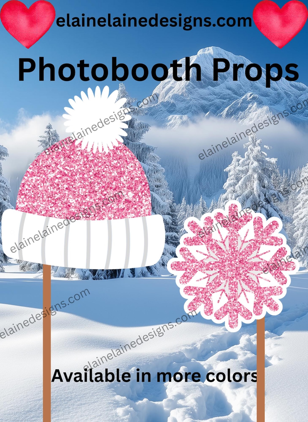 Winter Photo Booth Props, Glitter Snowflake, Winter Hat, Ski Snowboard ...