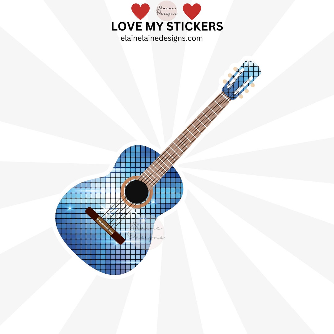 Acoustic Guitar Sticker Shimmer Guitar Sticker Blue Glitter - Etsy
