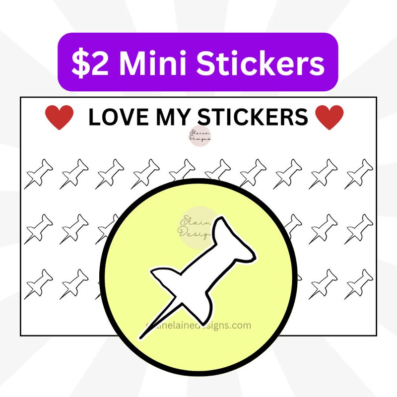 Thumb Tack Stickers - Etsy