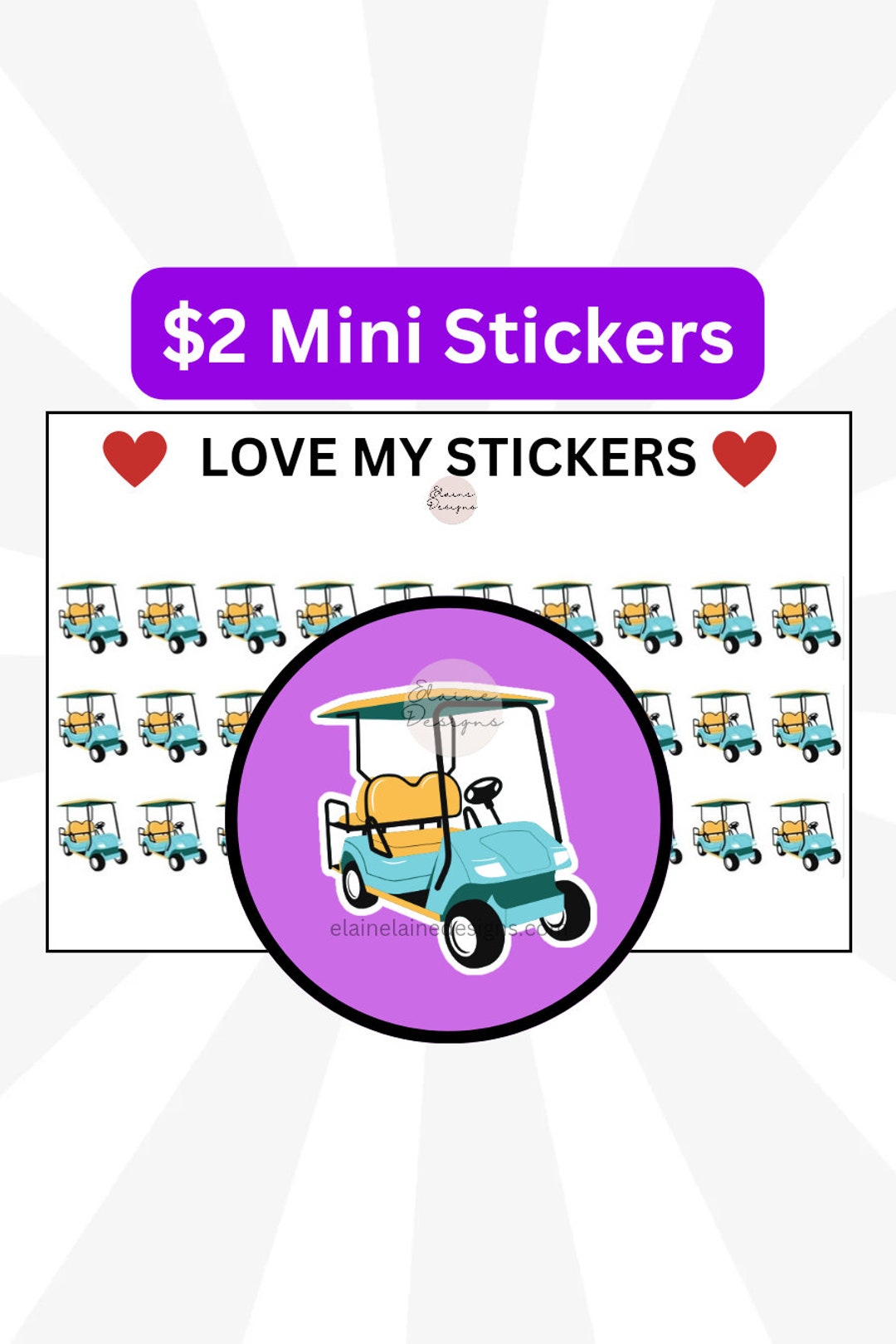 Golf Icon Stickers, Golf Cart Planner Sticker, Golfing Sticker, Golf ...