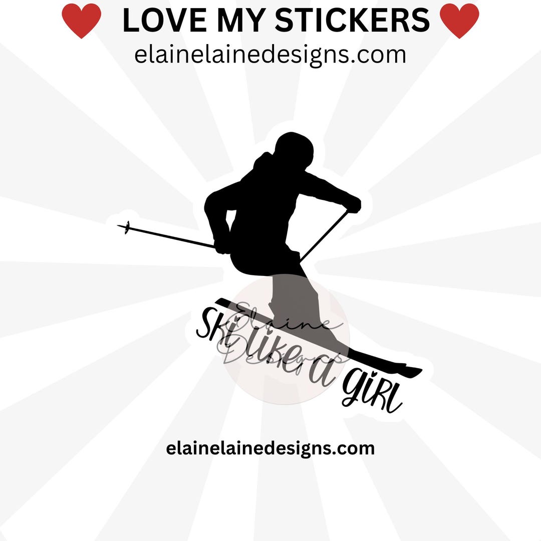 Ski Sticker, Ski Like a Girl, Girl Skiing, Skiing Sticker, Double Black ...