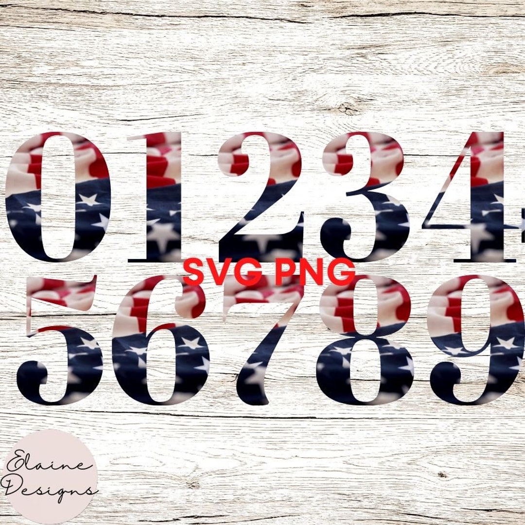 American Flag Numbers Patriotic USA Numbers Red White Blue America ...