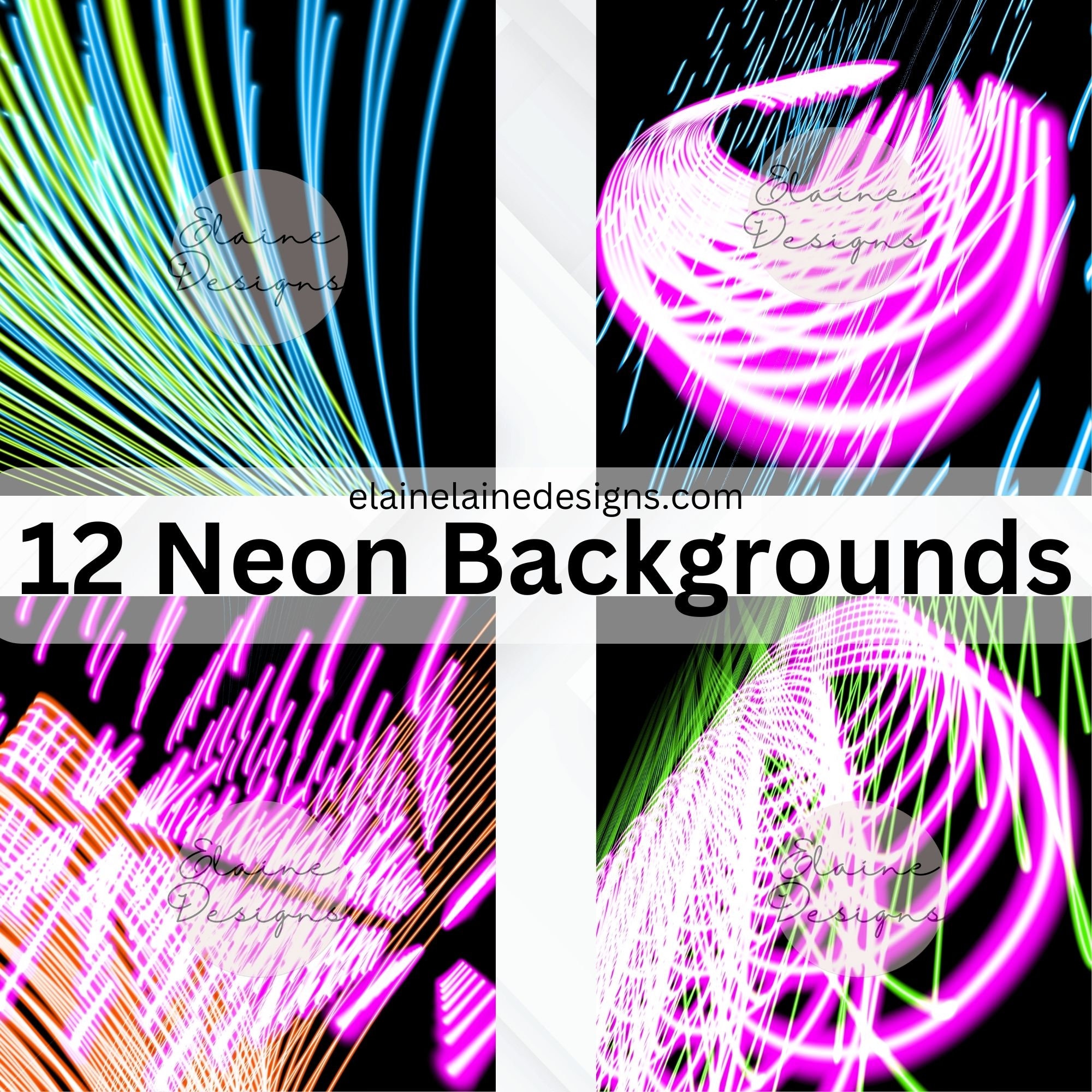 Neon Background, Glowing Background, Digital Paper, Blue, Purple, Neon ...