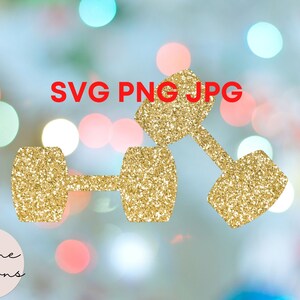 Gold Glitter Dumbbell Workout Fitness Gold Dumbells Fitness Crossfit ...