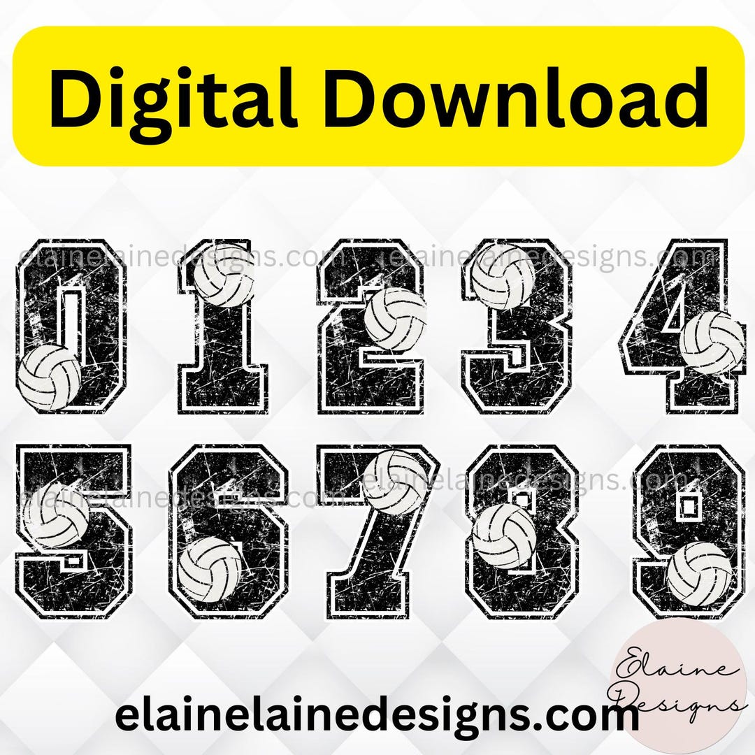 Volleyball Numbers, Distressed Volleyball Numbers, Distressed Varsity ...