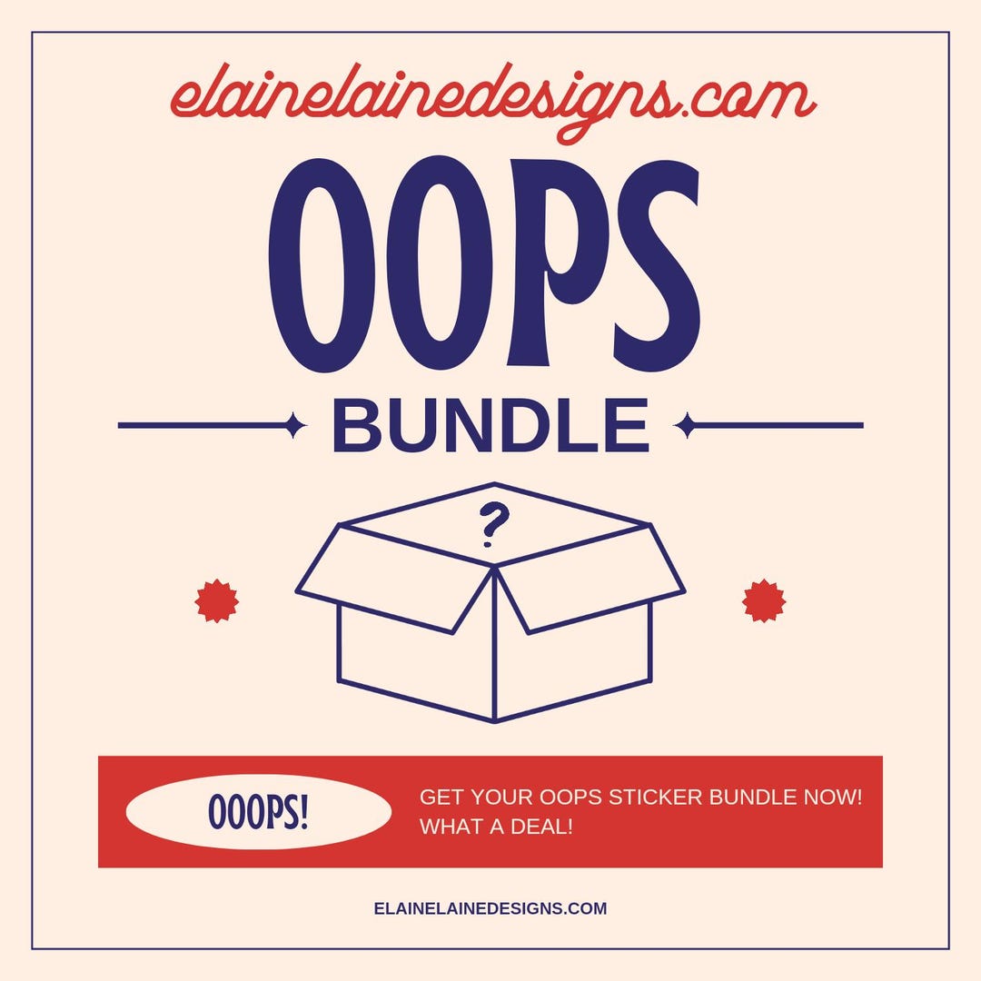 Oops Bundle, 5 Stickers, Oops Sticker Pack, B-grade Stickers, Mystery ...