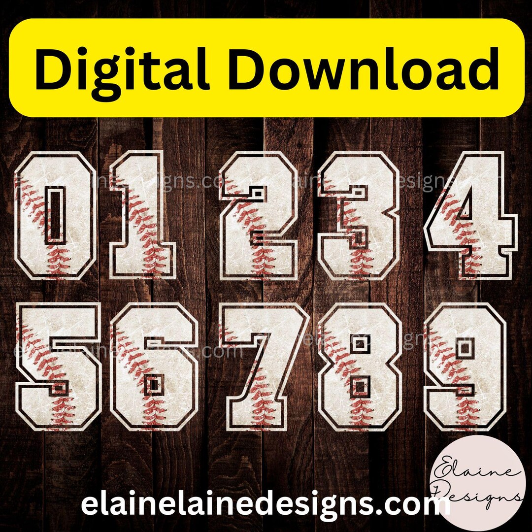 Baseball Numbers, Grunge Softball Numbers, Distressed Numbers Clipart ...