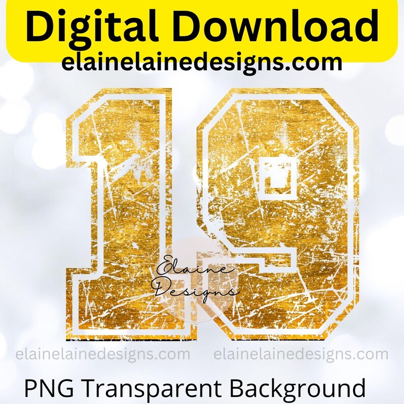 Gold Grunge Varsity Numbers | Digital Download 0–9 | Distressed ...