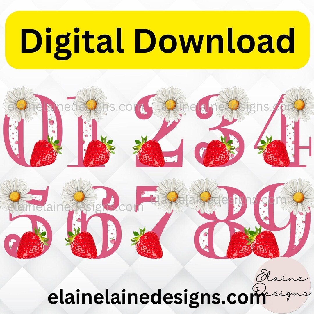 Strawberry Numbers, All Berry One, Strawberry Birthday Numbers ...
