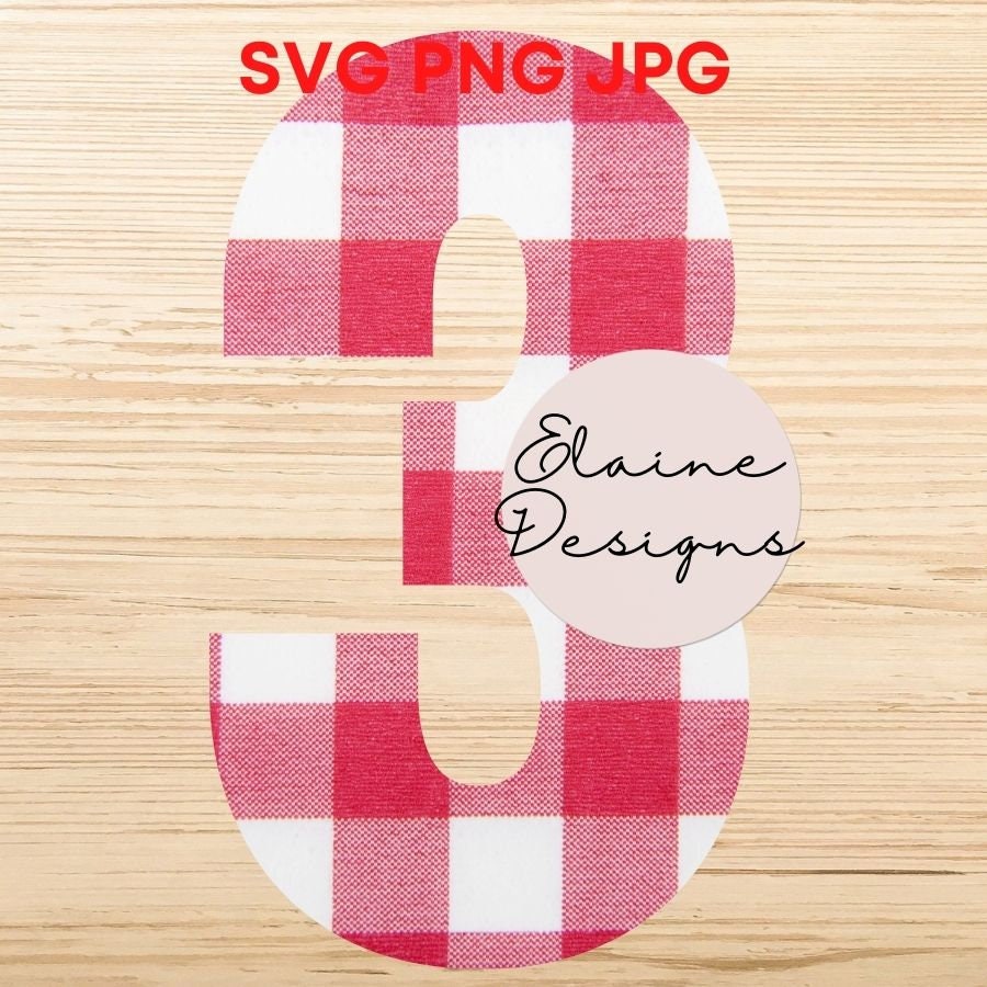 Red Checkered Numbers Red Numbers Gingham Numbers Red Plaid Numbers ...