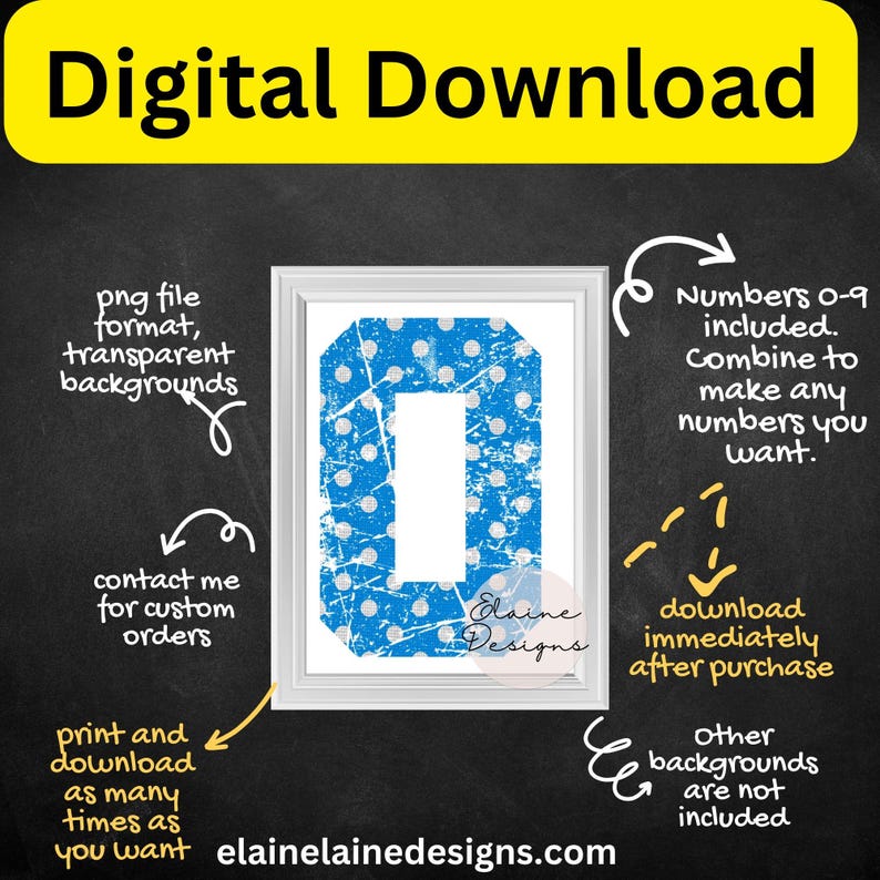 Blue Varsity Sports Numbers | Digital Download 0–9 | Distressed Grunge ...
