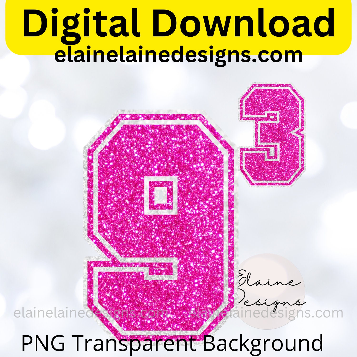 Glitter Numbers PNG, Varsity Numbers, Sports Numbers, Numbers Png, Pink ...