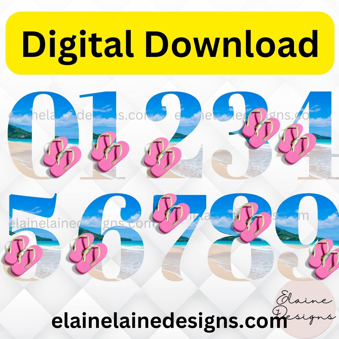 Beach Numbers, Summer Numbers, Water Numbers, Sand Numbers, Wedding ...