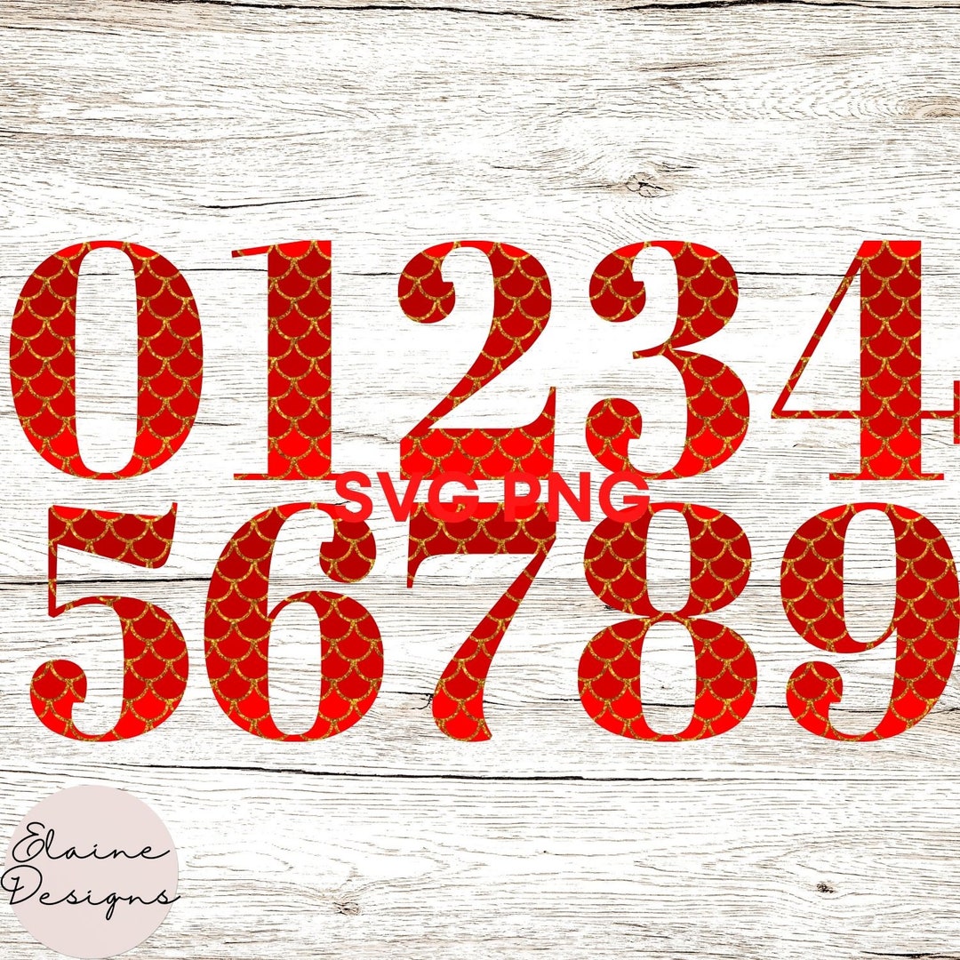 Mermaid Numbers Red Mermaid Scales Mermaid Birthday Numbers Glitter ...