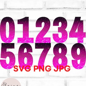 Hot Pink Sparkle Numbers Pink Glitter Numbers Wedding Table Numbers ...