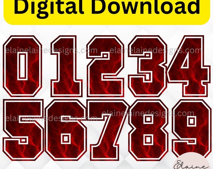 Sports Clipart: Jersey Number Templates Grouped on Single Sheet - Red ...
