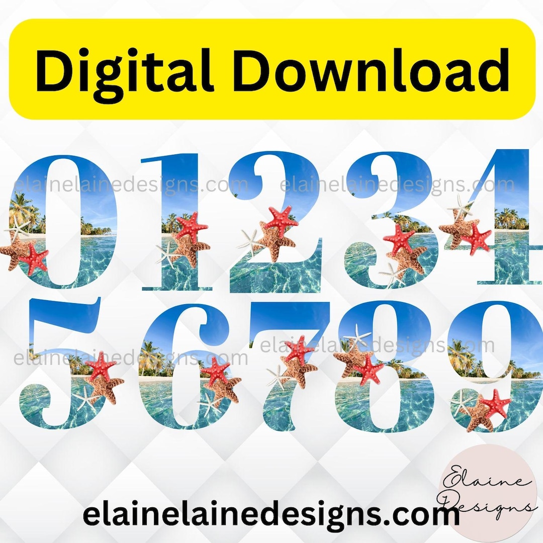 Beach Numbers, Summer Numbers, Water Numbers, Sand Numbers, Wedding ...