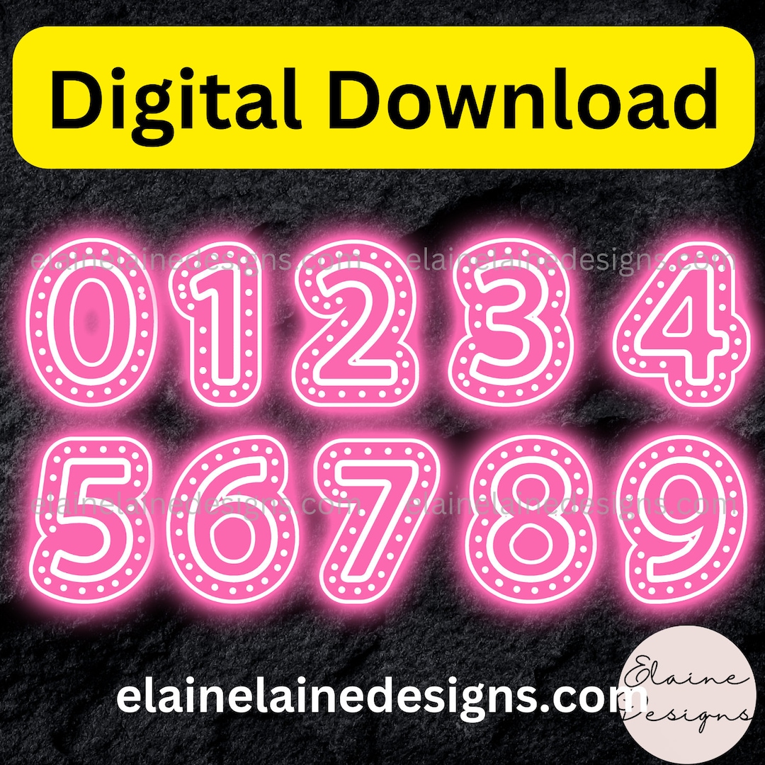 Neon Numbers PNG, Printable Numbers, Neon Numbers, Fluorescent Numbers ...