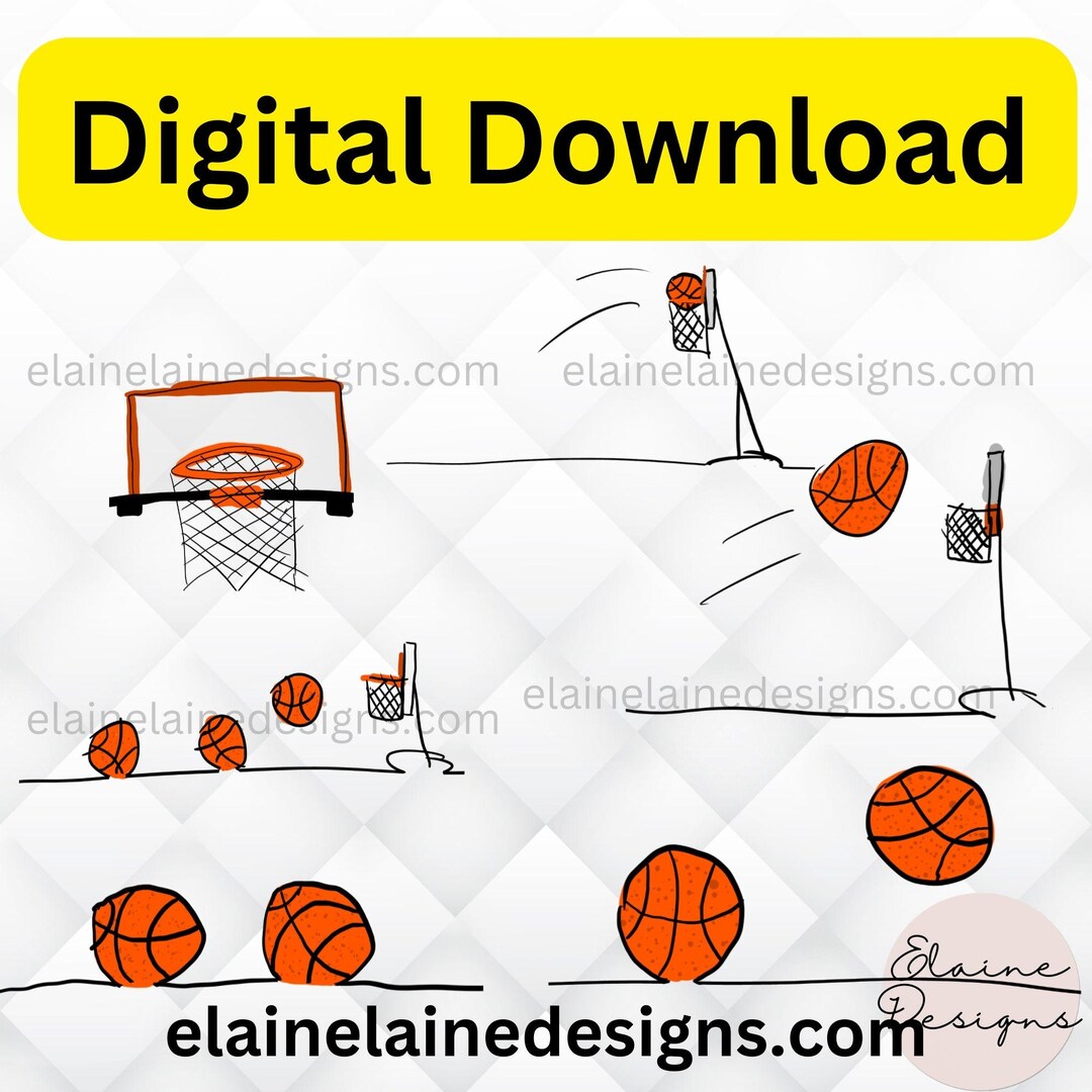 Handdrawn Basketball Dividers Clipart | Sports Borders Doodles ...